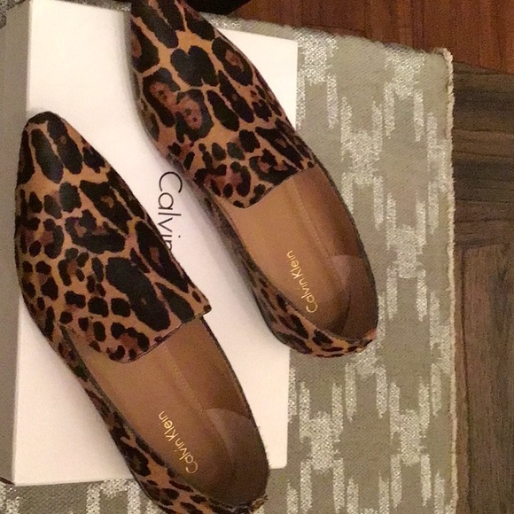 Calvin Klein | Shoes | Calvin Klein Pointed Toes Leopard Leather Half ...